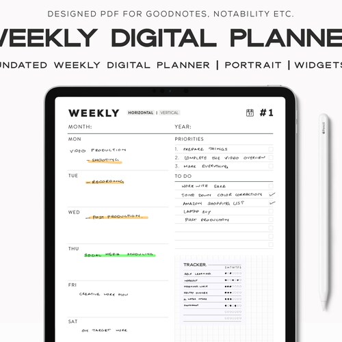 Weekly Planner Printable Minimalist Digital Planner Ipad - Etsy