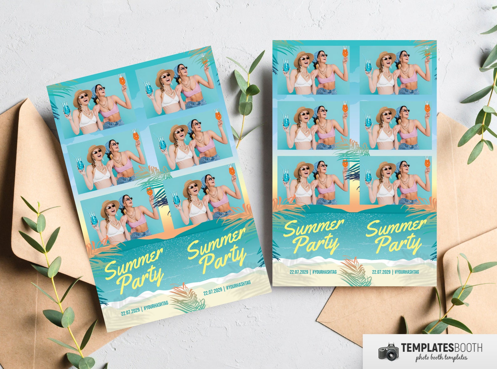 Tropical Party Photo Booth Template, Pool Party Template Summer Beach ...