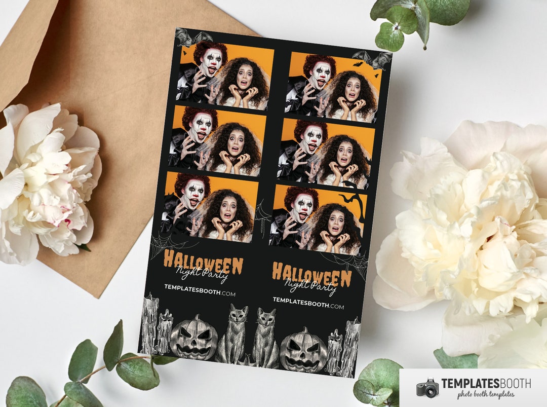 Halloween Photo Booth, Halloween Night Template, Hand Sketched ...