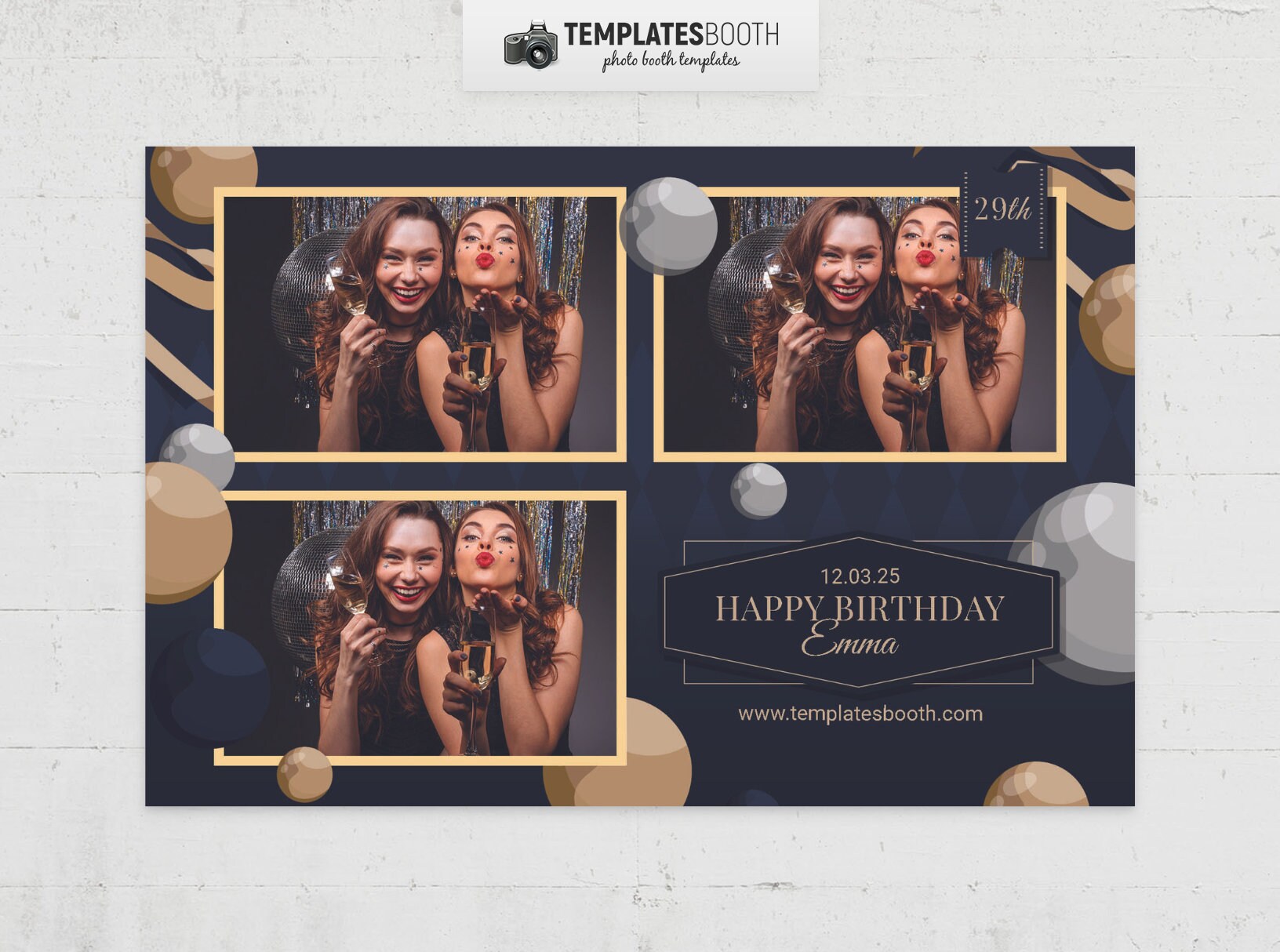Birthday Photo Booth Template, Elegant Black Golden Party Photobooth ...