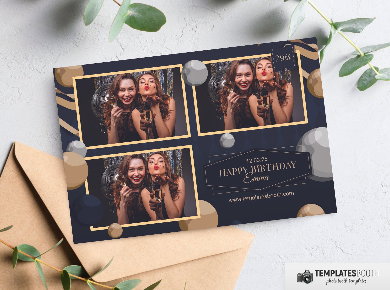 Birthday Photo Booth Template, Elegant Black Golden Party Photobooth ...