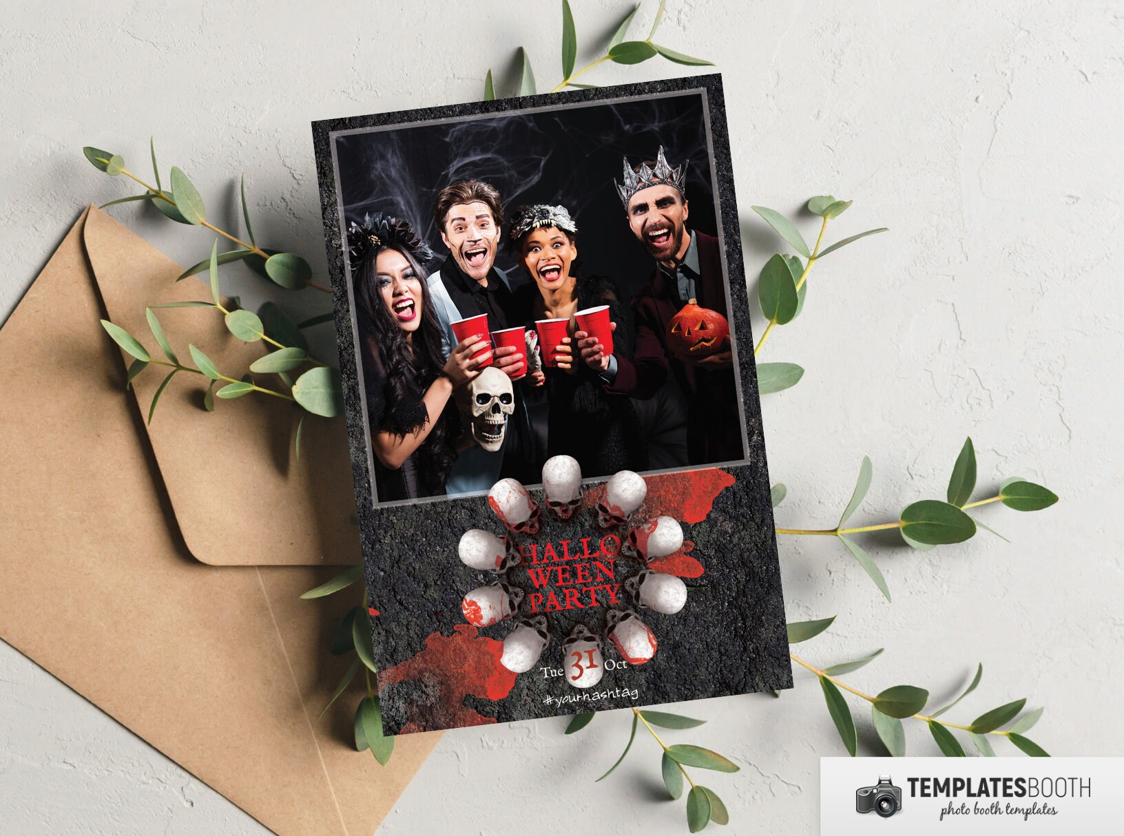 Halloween Photo Booth, Scary Halloween Template, Bloody Skulls ...