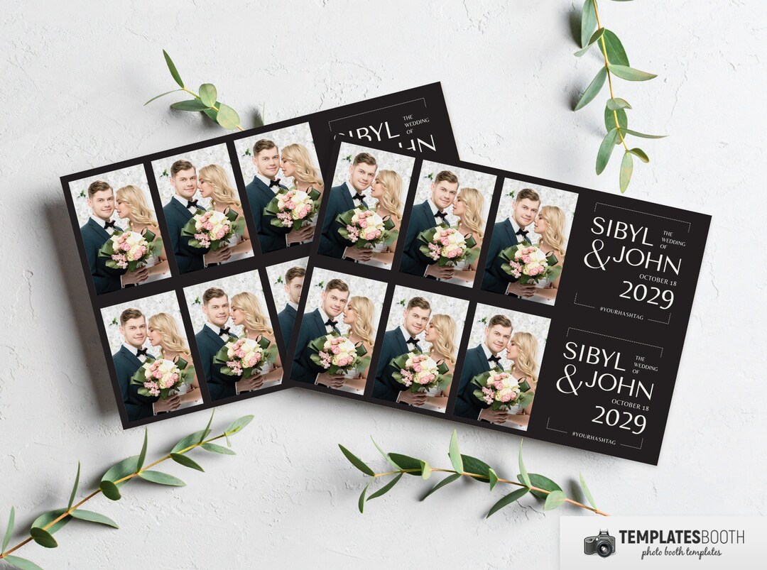 Black Wedding Photo Booth, Minimalist Photobooth Template 6x4 6 Photo ...