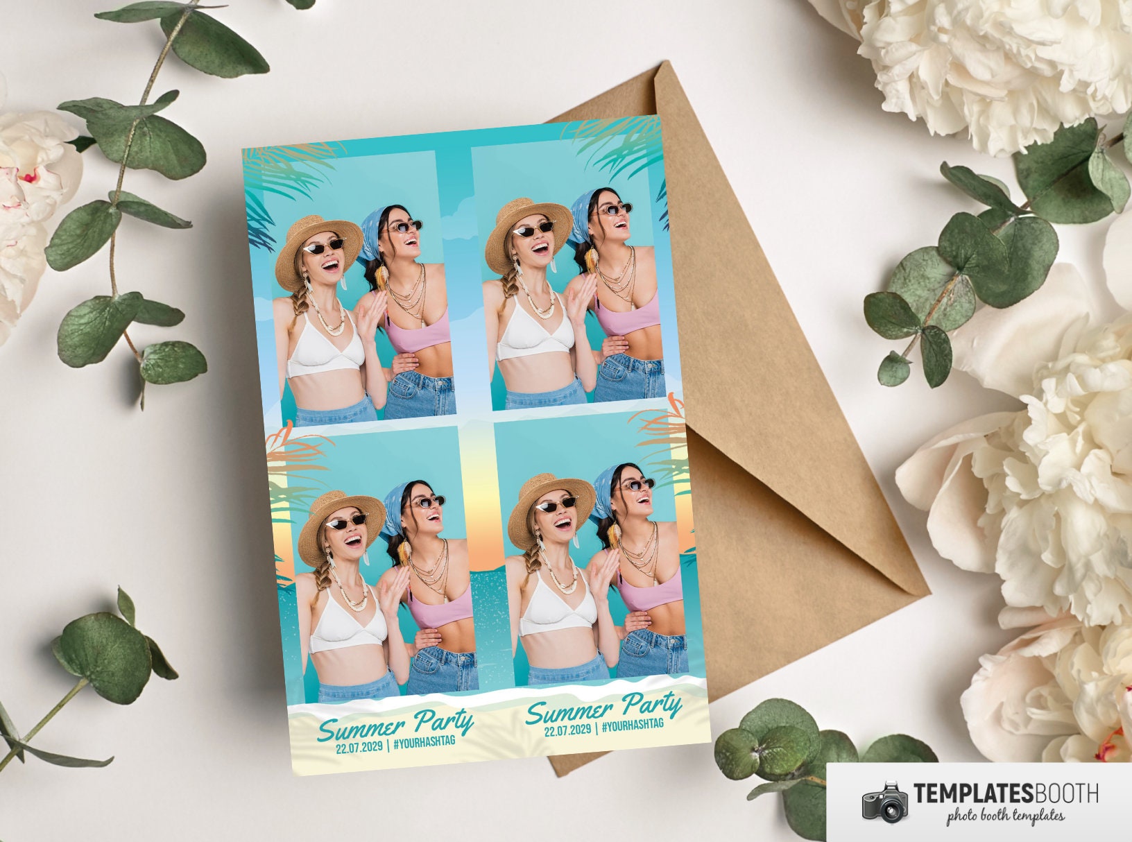 Tropical Party Photo Booth Template, Pool Party Template Summer Beach ...