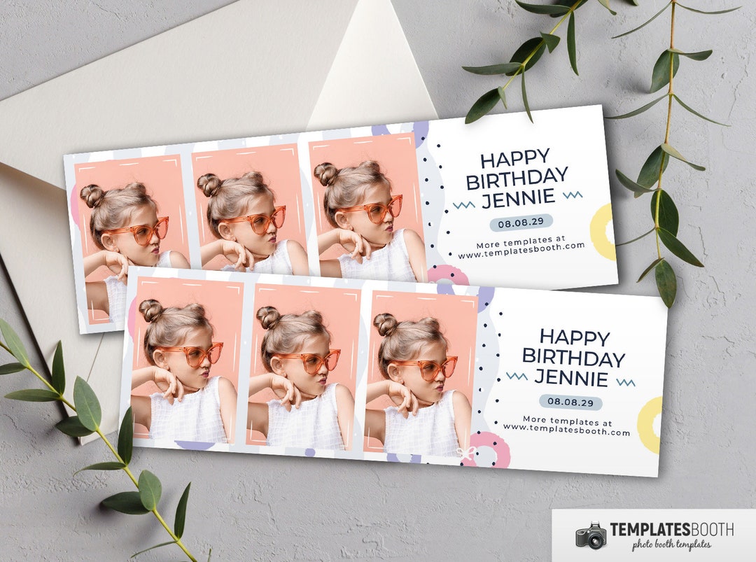 Birthday Photo Booth, Pastel Doodle Photobooth Template 6x4 6 Photo ...