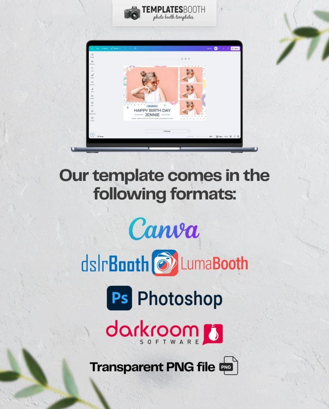 Birthday Photo Booth, Pastel Doodle Photobooth Template 6x4 4 Photo ...