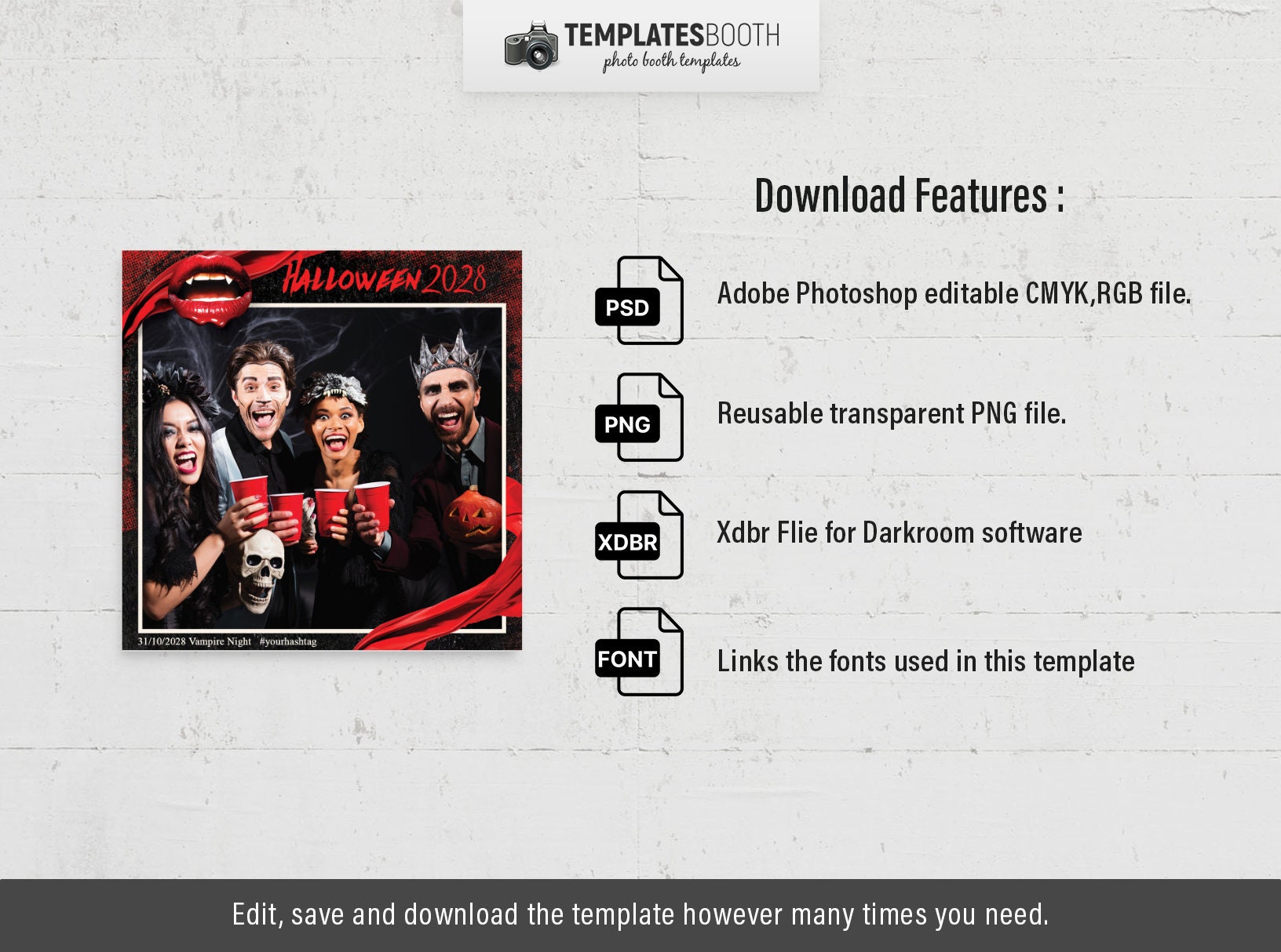 Halloween Photo Booth, Halloween Template, Vampire Party Photobooth ...