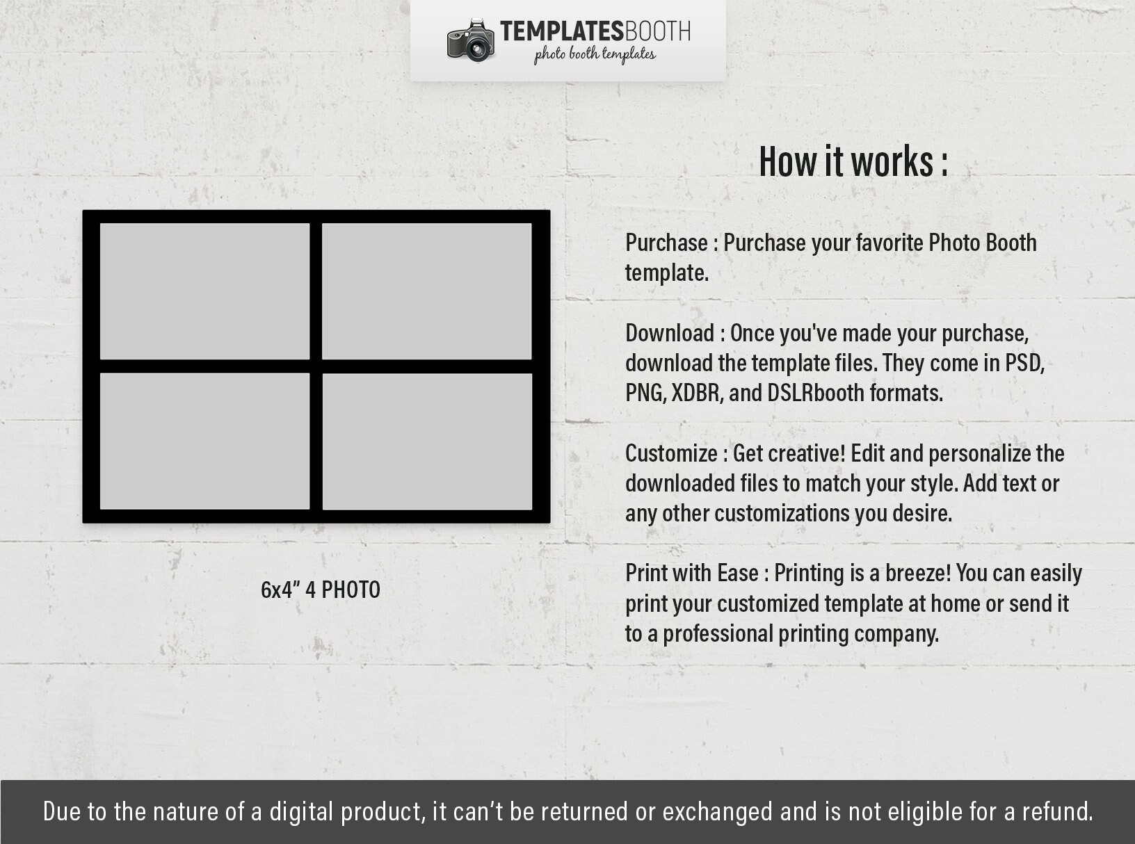 Wedding Photo Booth Template, Art Deco Rosegold Photobooth Template 6x4 ...