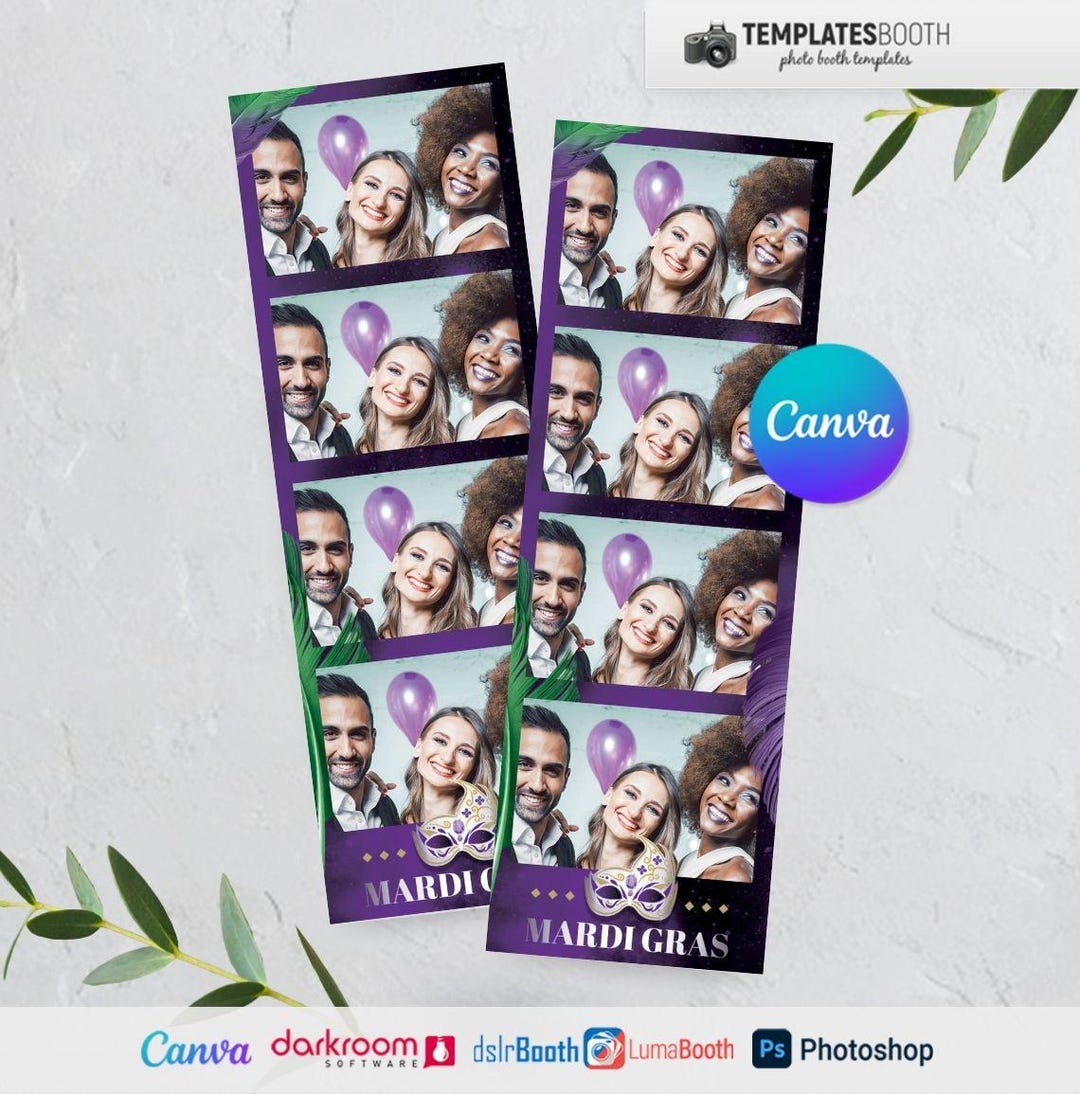 Mardi Gras Photo Booth, Vibrant Purple Carnival Template, Mardi Gras ...
