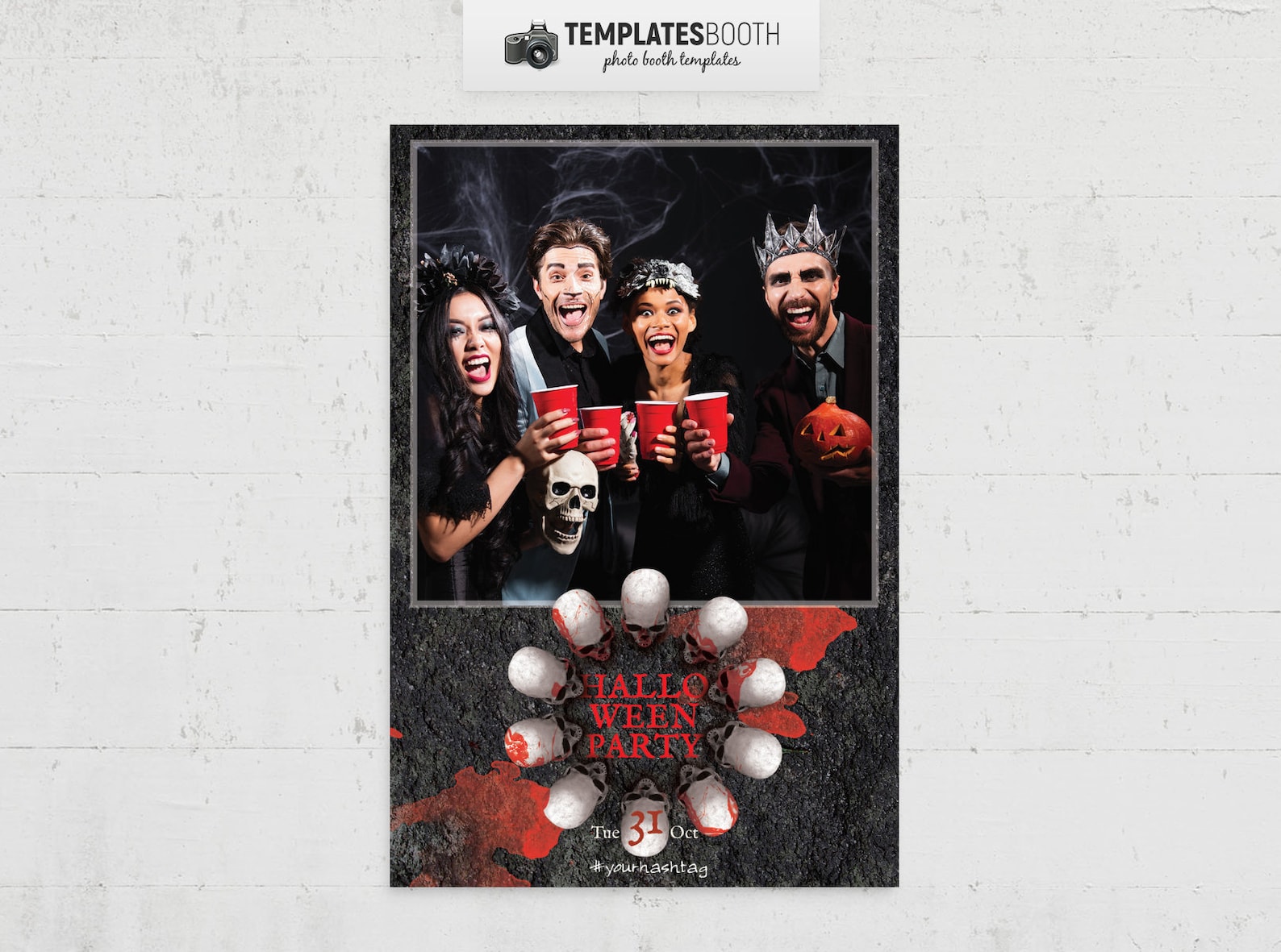 Halloween Photo Booth, Scary Halloween Template, Bloody Skulls ...