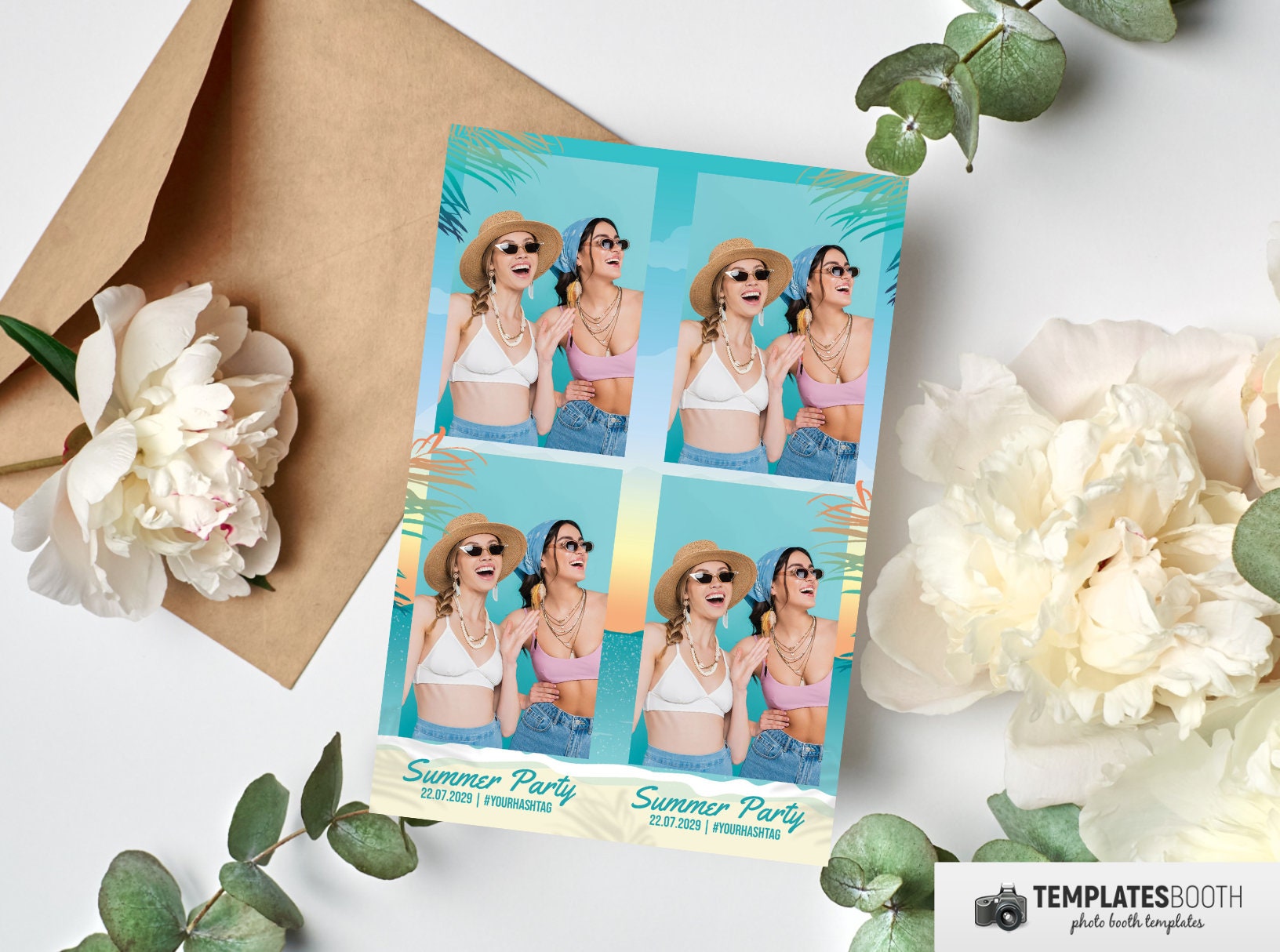 Tropical Party Photo Booth Template, Pool Party Template Summer Beach ...