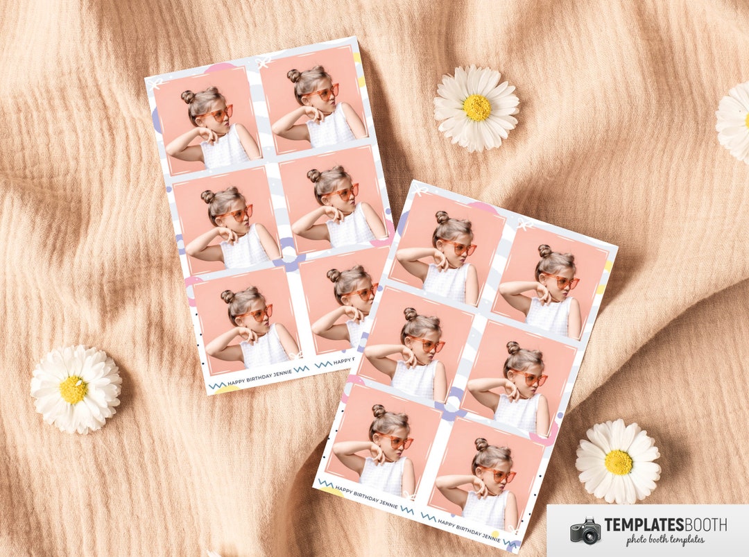 Birthday Photo Booth Pastel Doodle Photobooth Template 4x6 6 - Etsy