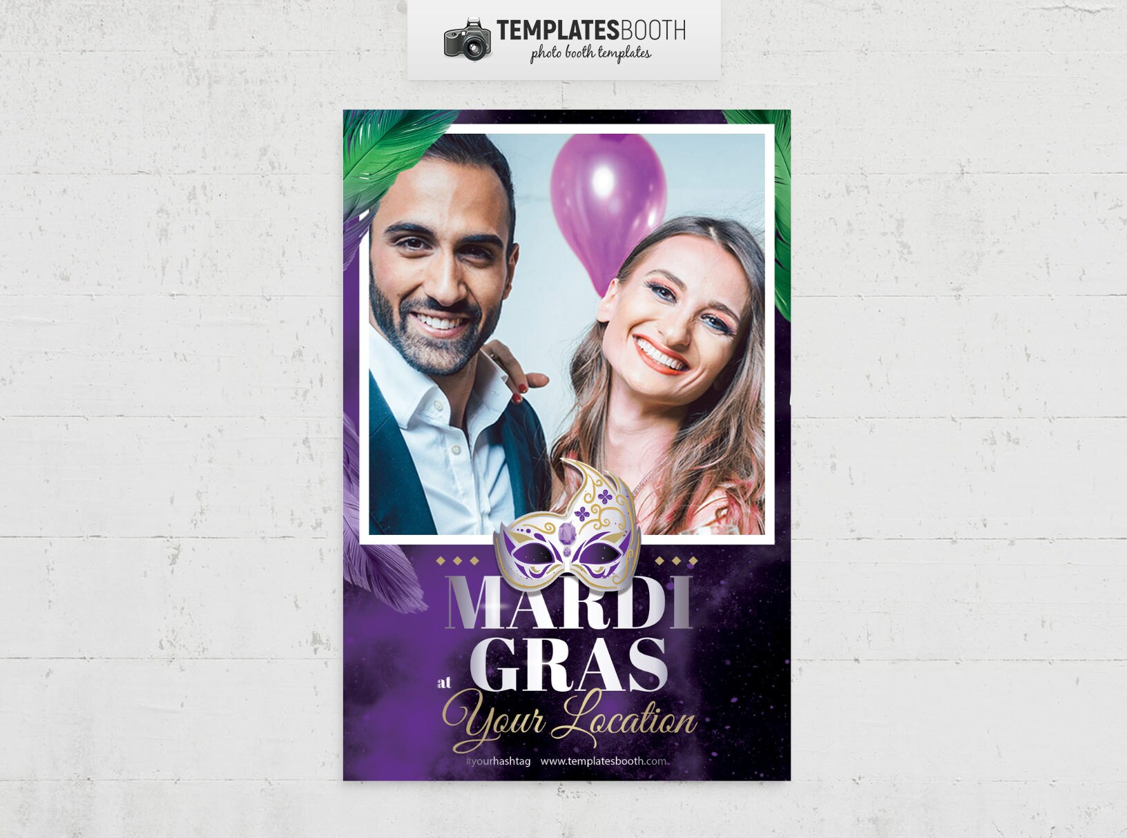 Mardi Gras Photo Booth, Vibrant Purple Carnival Template, Mardi Gras ...