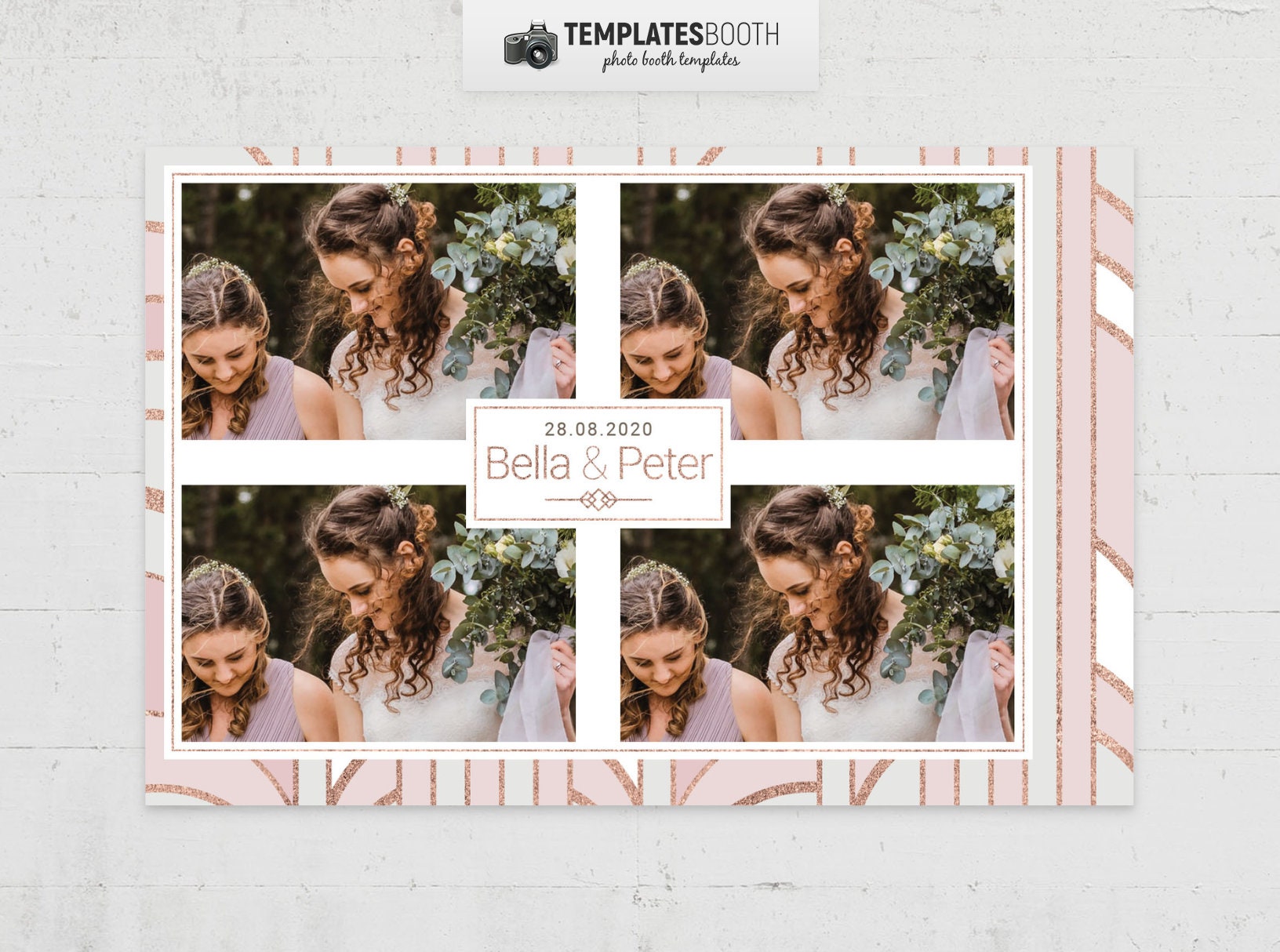 Wedding Photo Booth Template, Art Deco Rosegold Photobooth Template 6x4 ...