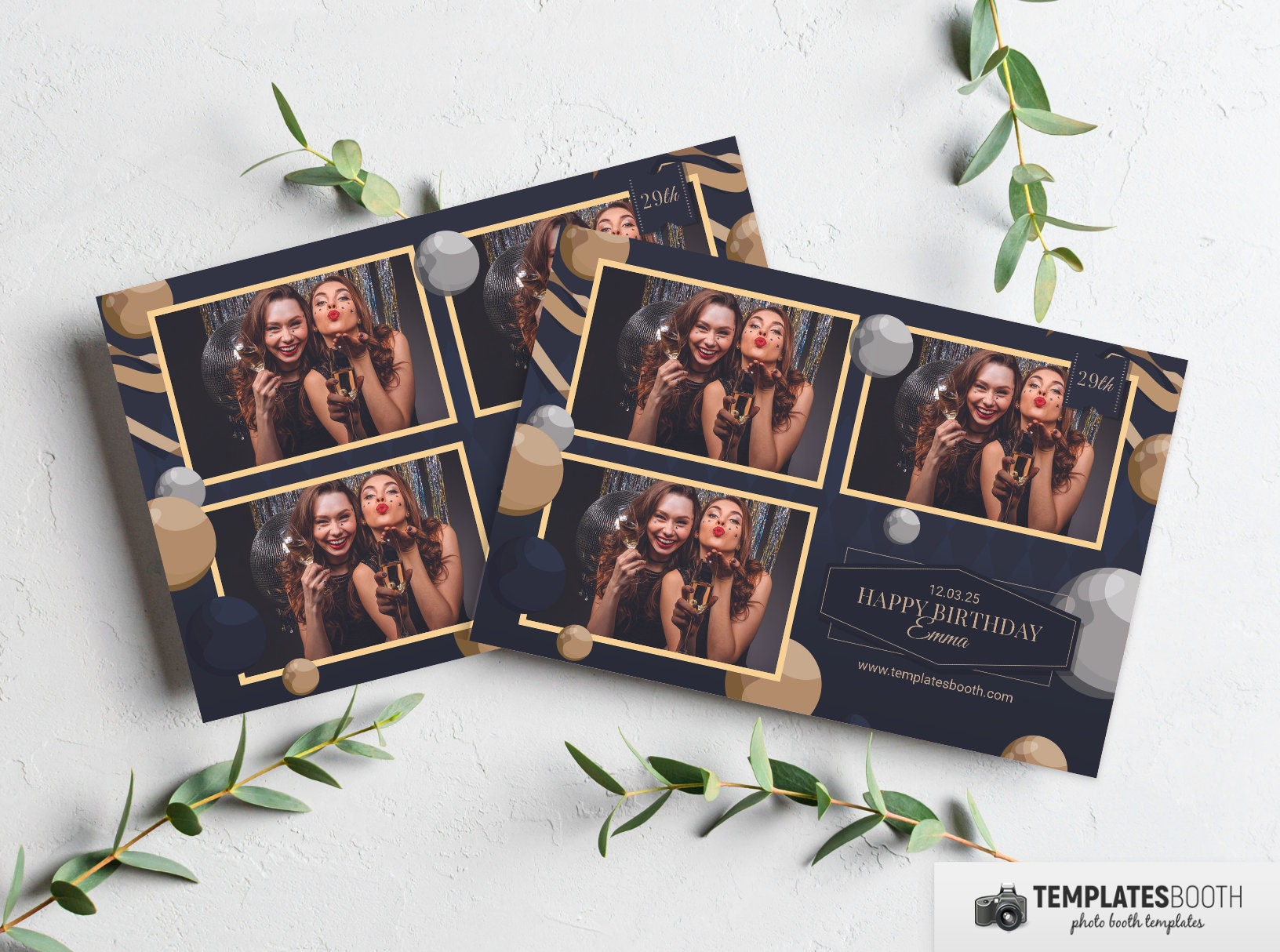 Birthday Photo Booth Template, Elegant Black Golden Party Photobooth ...