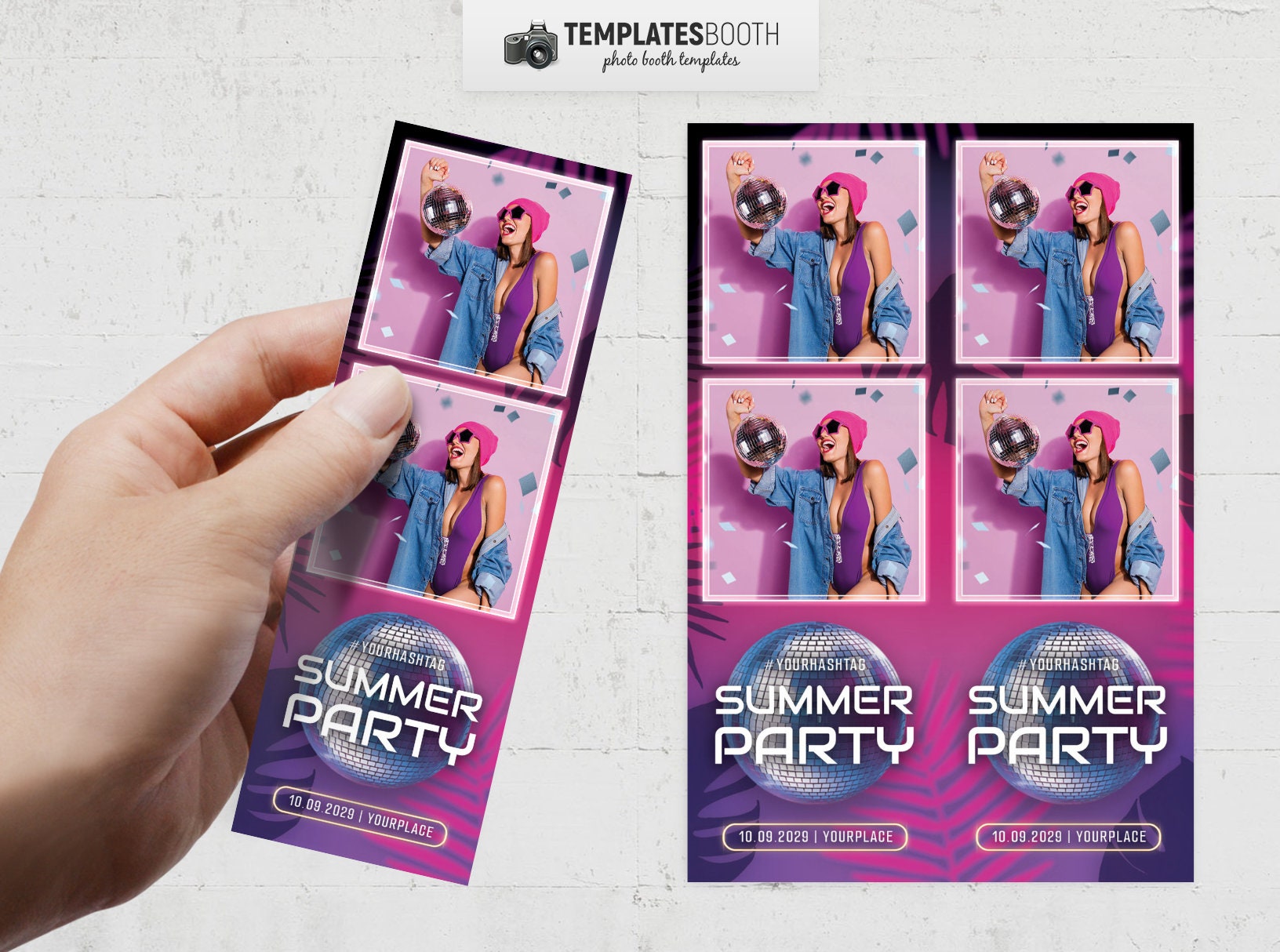 Party Photo Booth Template, Summer Nightclub Photobooth Tropical ...