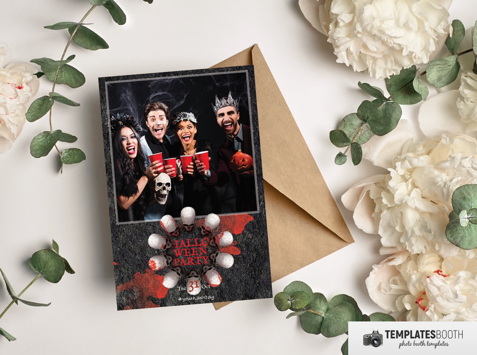 Halloween Photo Booth, Scary Halloween Template, Bloody Skulls ...