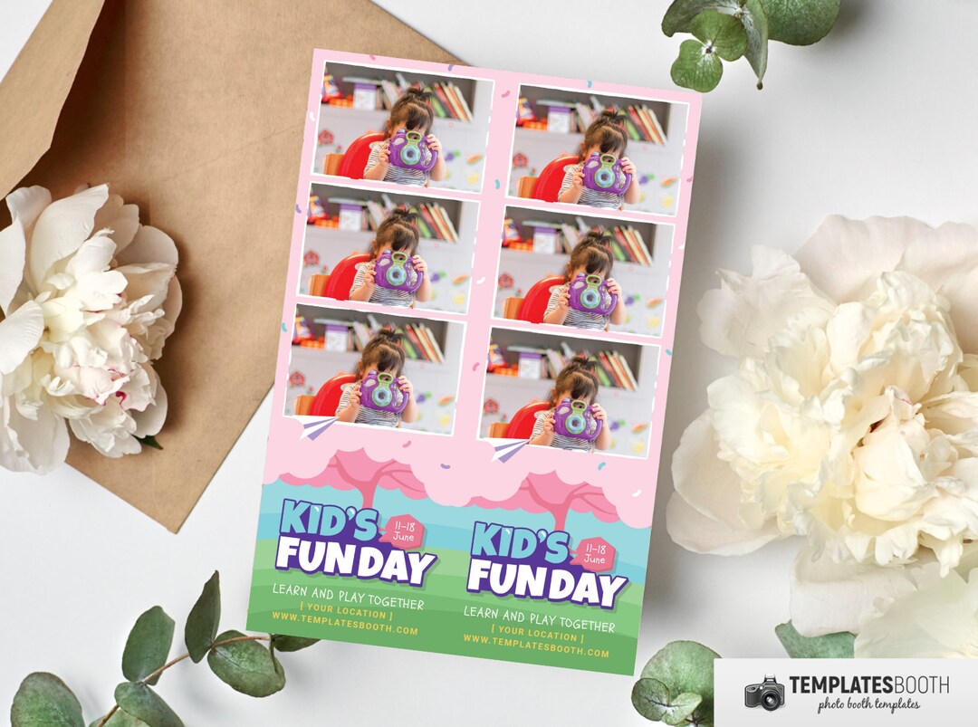Kids Party Photo Booth, Kindergarten Event Template, Kids Children ...
