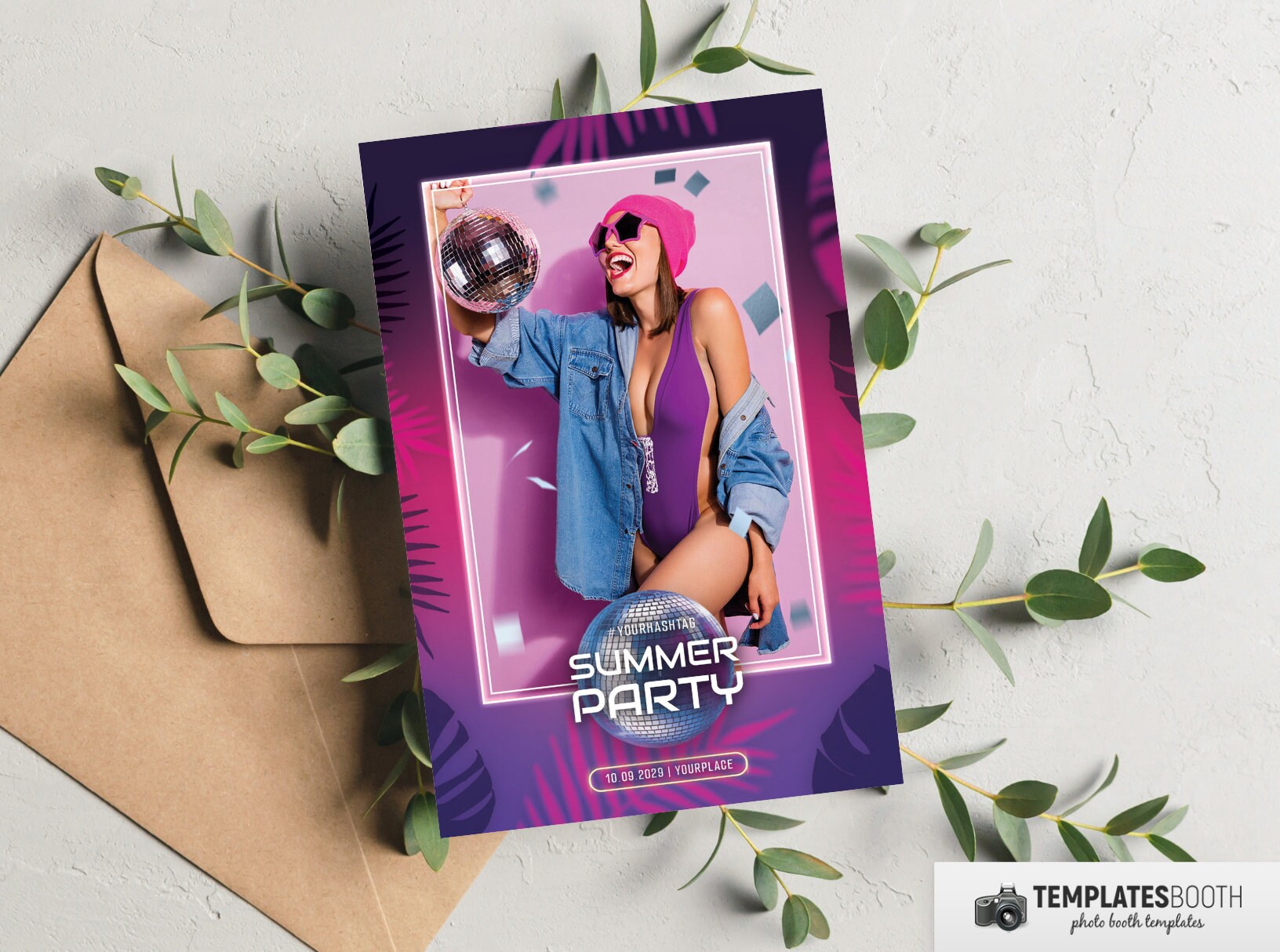 Party Photo Booth Template, Summer Nightclub Photobooth Tropical ...