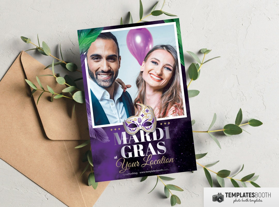 Mardi Gras Photo Booth, Vibrant Purple Carnival Template, Mardi Gras ...