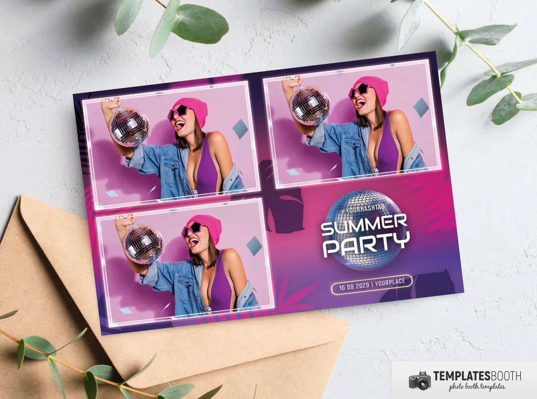 Party Photo Booth Template, Summer Nightclub Photobooth Tropical ...