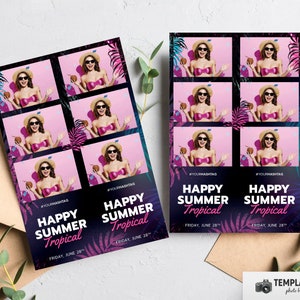 Tropical Party Photo Booth Template, Summer Night Bikini Photobooth ...