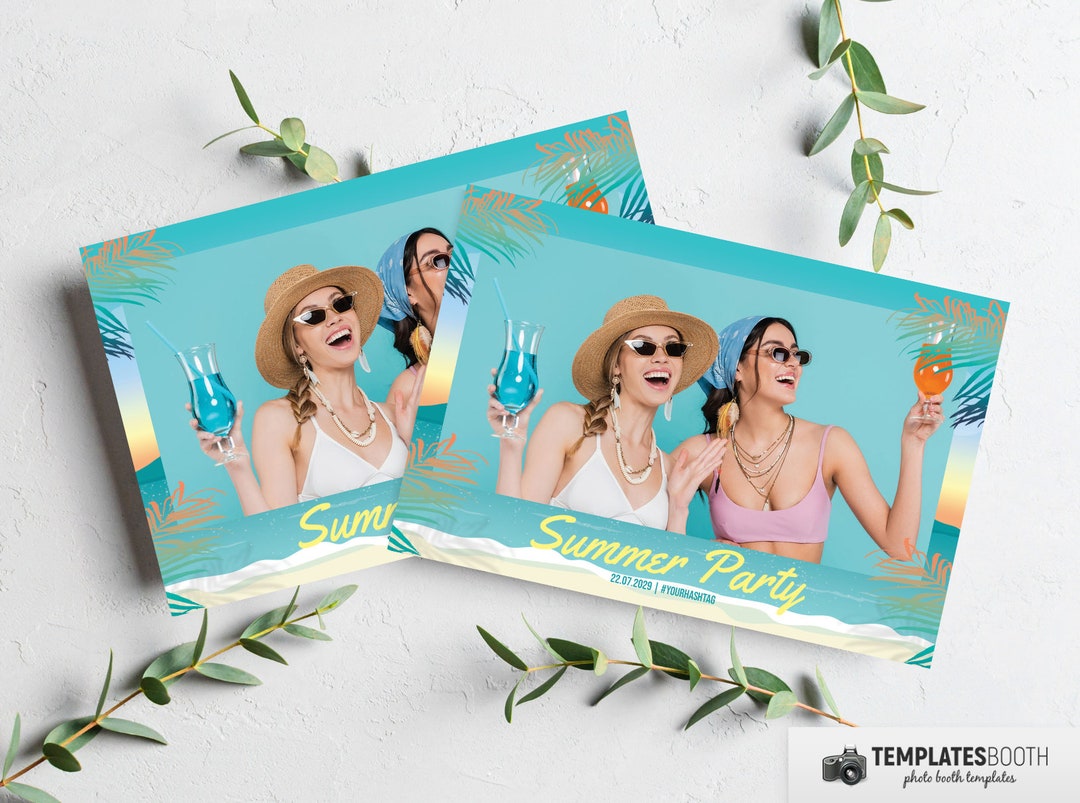 Tropical Party Photo Booth Template, Pool Party Template Summer Beach ...