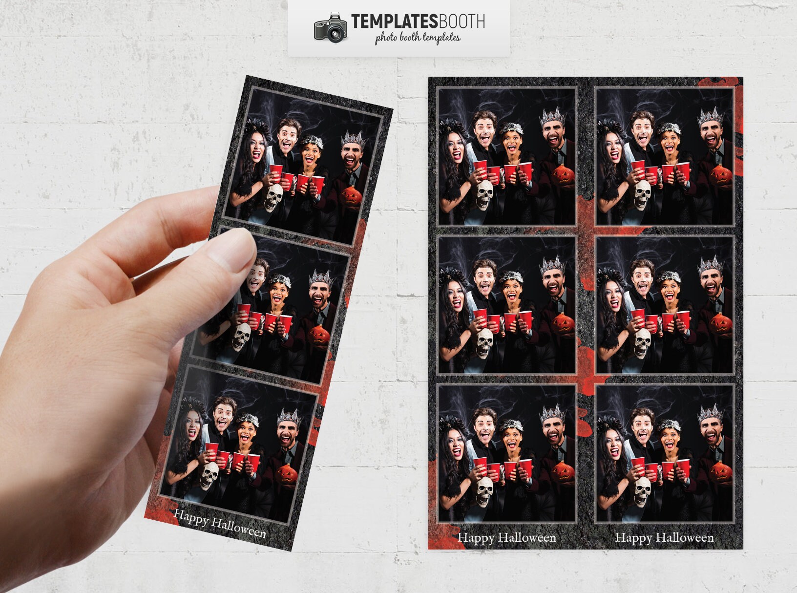 Halloween Photo Booth, Scary Halloween Template, Bloody Skulls ...