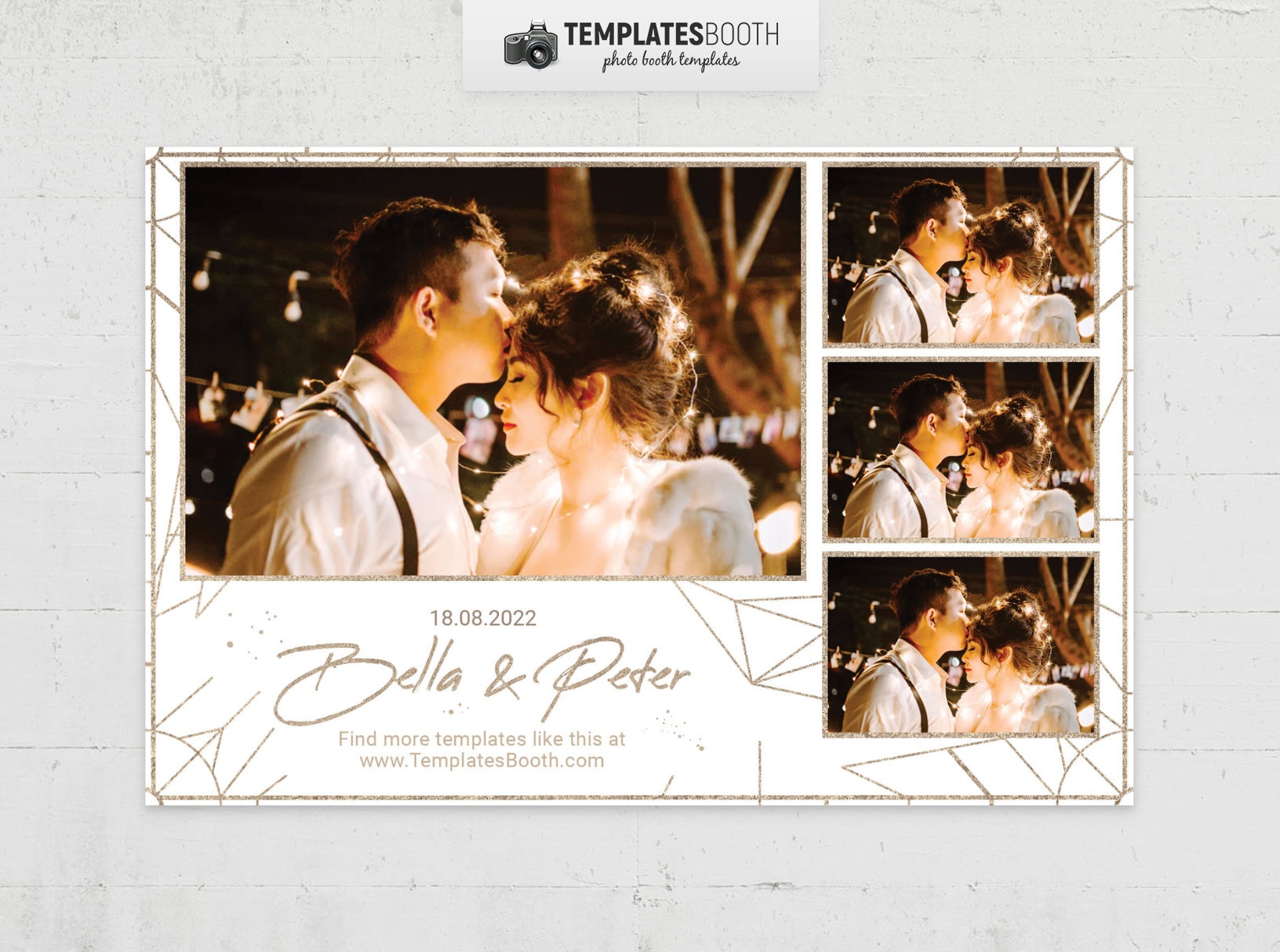 Wedding Photo Booth Template, Elegant Gold Photobooth Template 6x4 4 ...