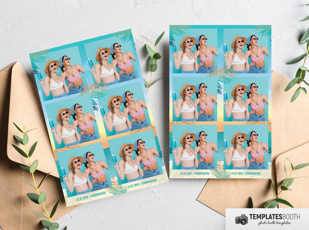 Tropical Party Photo Booth Template Pool Party Template - Etsy