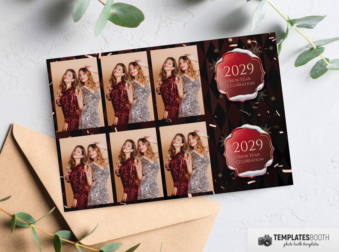 New Year Photo Booth, Festive NYE Party Photobooth in 6x4 6 Photo, 2x6 ...