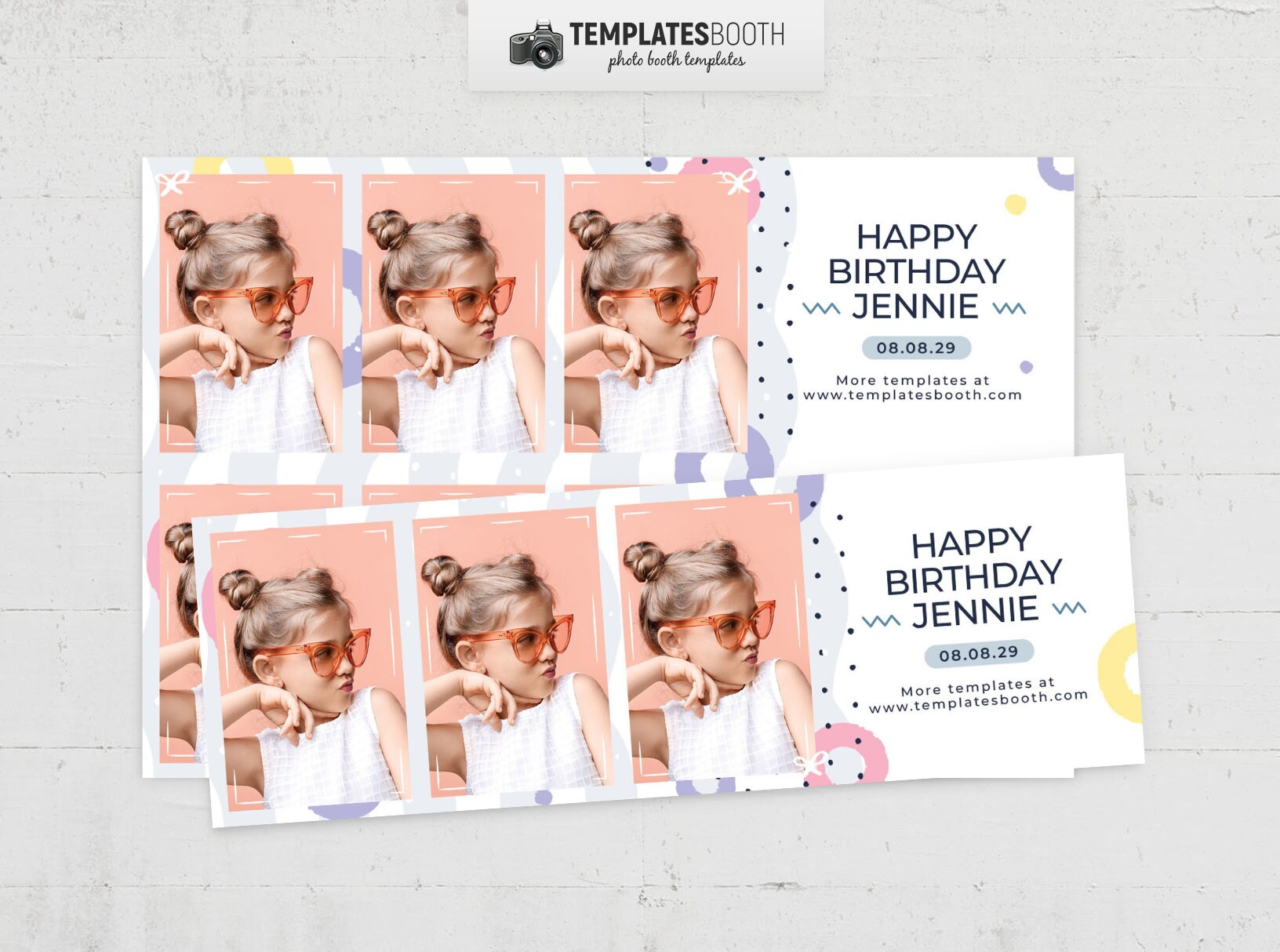 Birthday Photo Booth, Pastel Doodle Photobooth Template 6x4 6 Photo ...