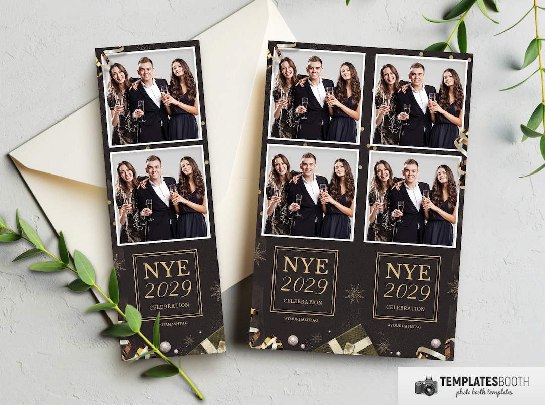 NYE Photo Booth Templete, Luxury New Year Party Photobooth in 4x6 4 ...