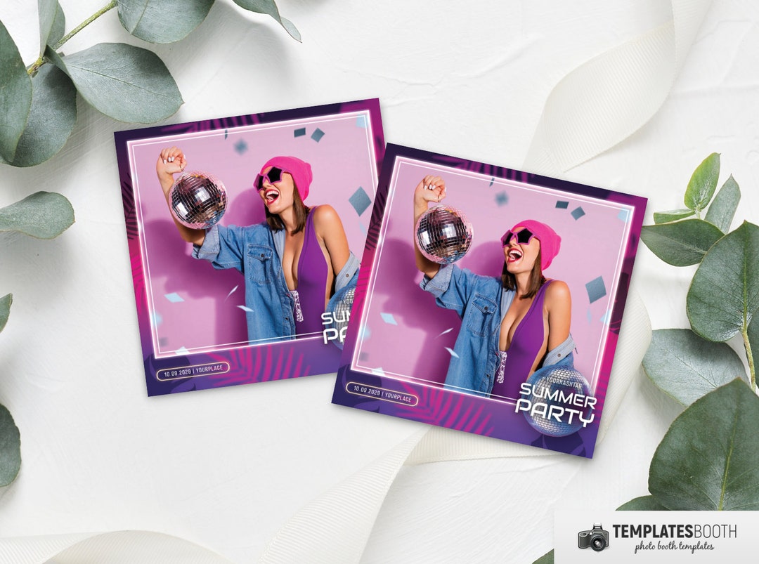 Party Photo Booth Template, Summer Nightclub Photobooth Tropical ...