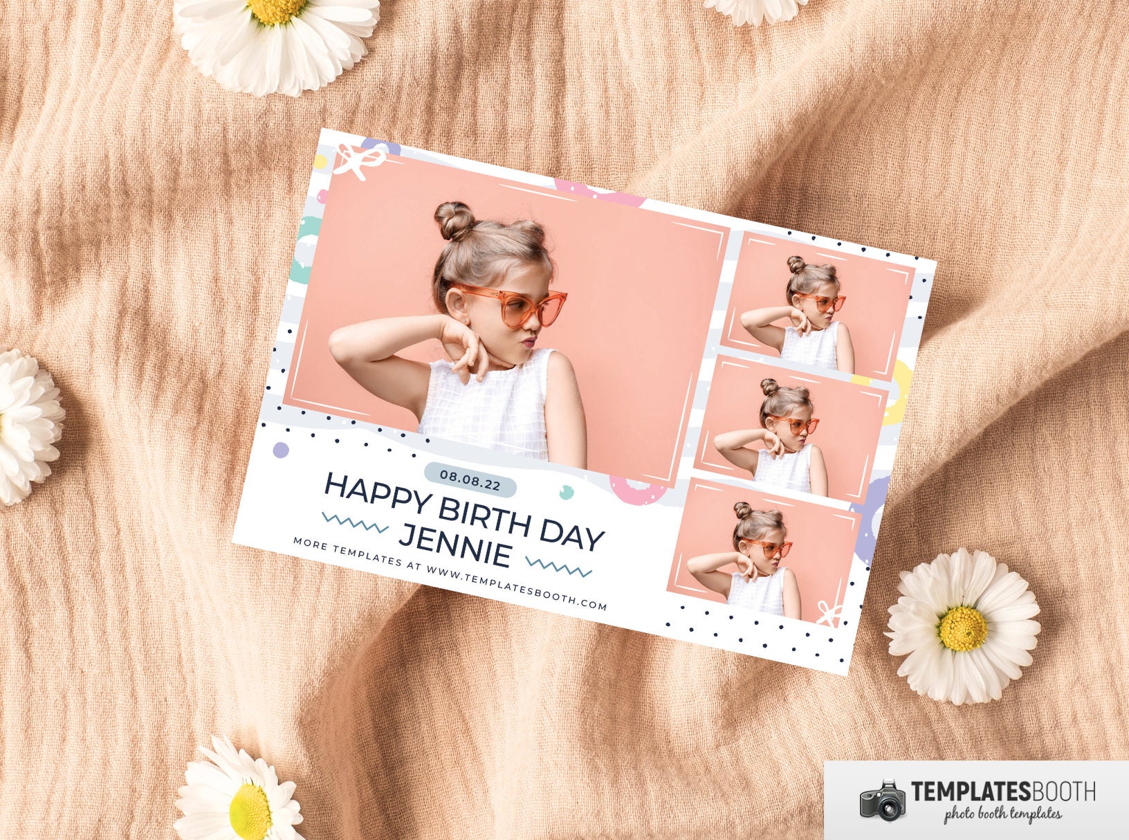 Birthday Photo Booth, Pastel Doodle Photobooth Template 6x4 4 Photo ...