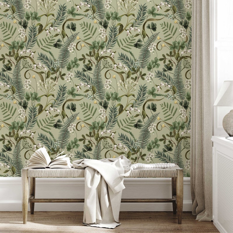 Botanical Wallpaper Ferns - Etsy UK