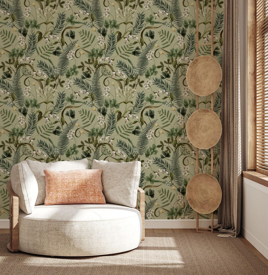 Light Fern Botanical Wallpaper | Green Euclayptus | Light Green ...