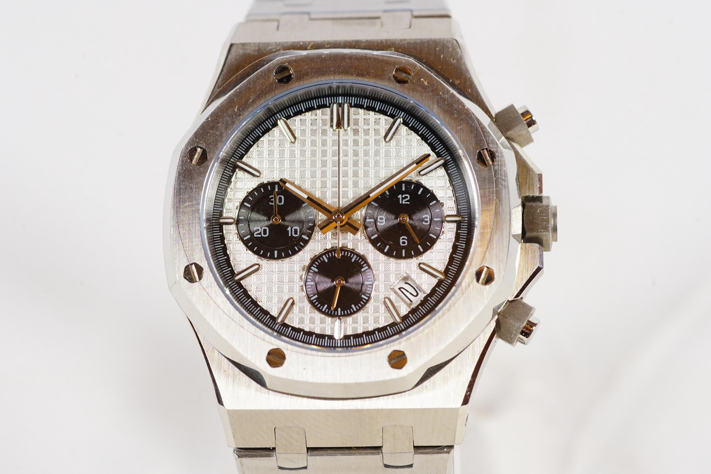 Custom Mod Panda Flyback Panda Chronograph Watch, Seiko VK64 Quartz ...