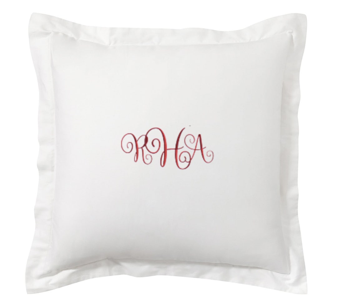 100% Organic Cotton Euro Pillow Shams Embroidered-monogrammed 24x24 ...