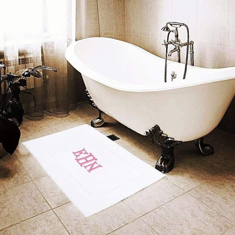 Gray Monogrammed Bath Mat - Etsy