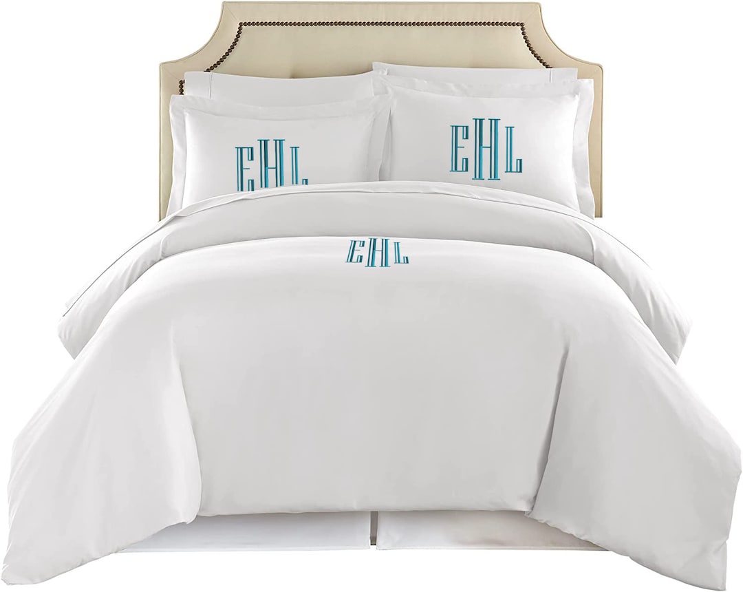 3PC Duvet Cover Set Personalized – Custom Monogrammed Cotton Poly Blend ...