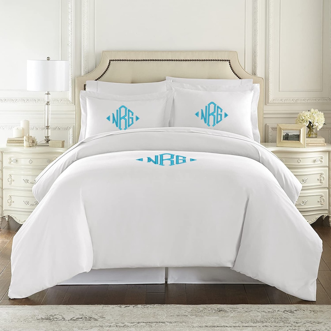 Personalized 3PC Duvet Cover Set – Custom Monogrammed Cotton Poly Blend ...