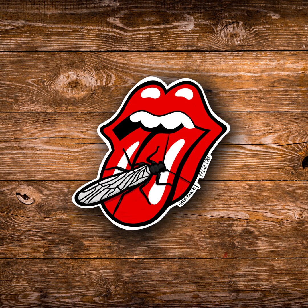 Rolling Stones Fly Fishing Sticker, Classic Rock Art, Stonefly, Fishing ...