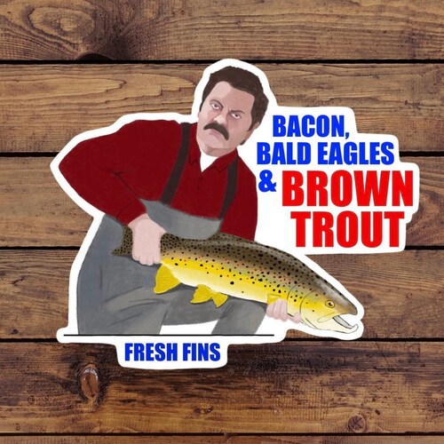 Ron Swanson Fly Fishing Sticker Fishing Sticker Fly | Etsy