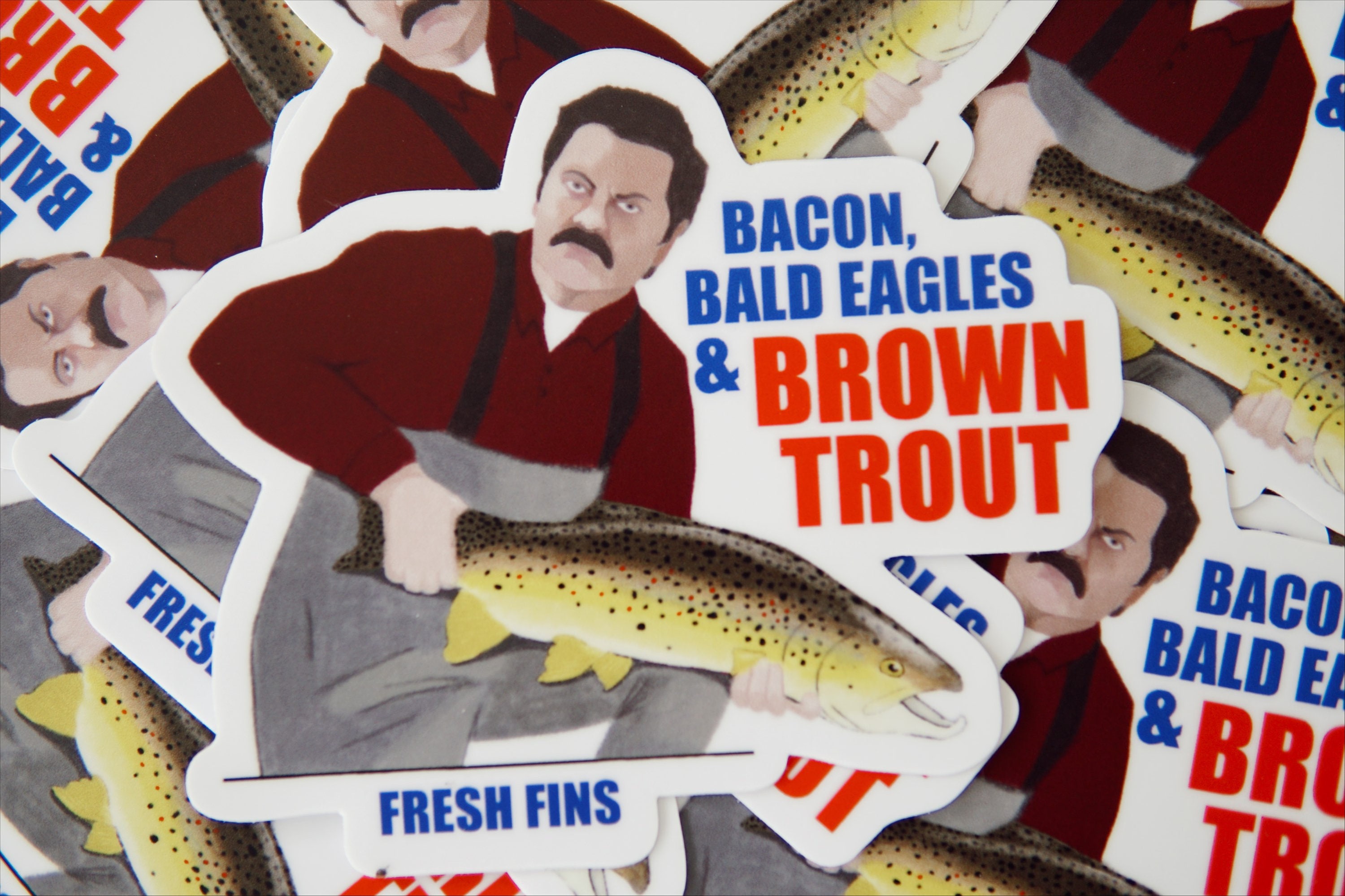 Ron Swanson Fly Fishing Sticker Fishing Sticker Fly | Etsy