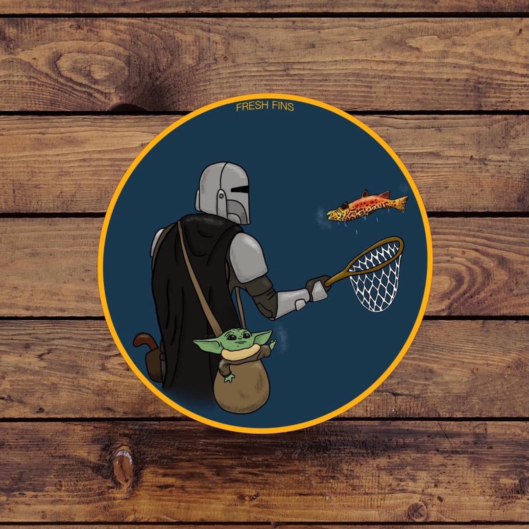 Mandolorian Fly Fishing Sticker | Fishing Sticker | Mando | Baby Yoda ...