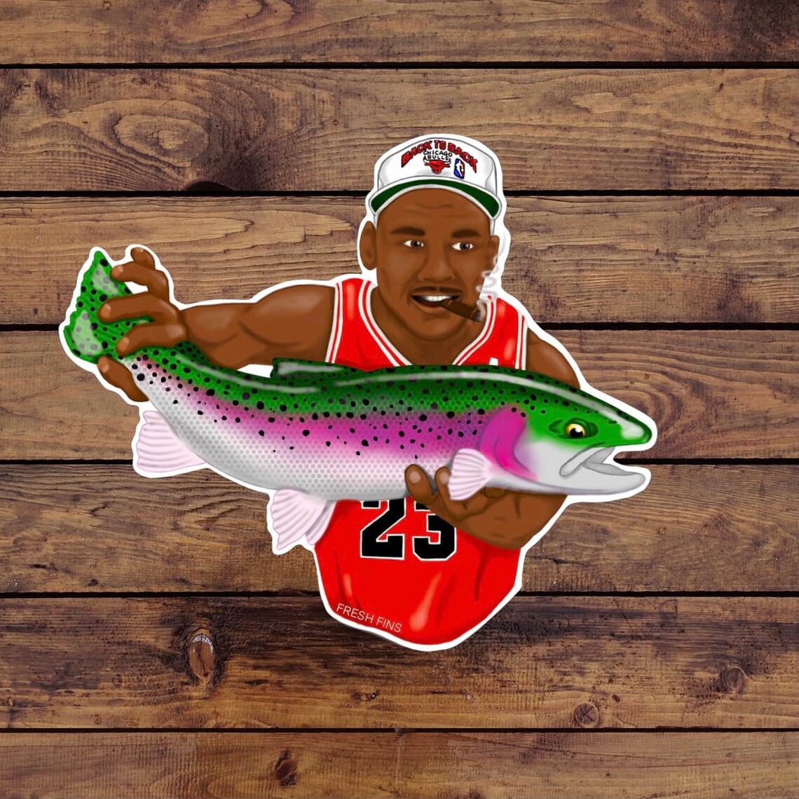 Michael Jordan Fly Fishing Sticker Fishing Basketball - Etsy