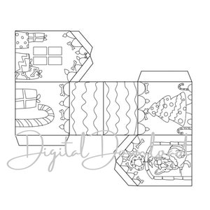 Christmas Dog House Coloring Page House - Set of 2 - Etsy