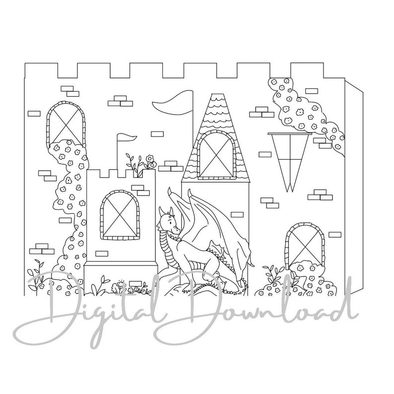 Fairy Tale Castle Coloring Page Craft - Etsy
