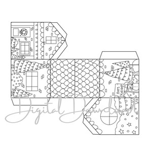 Christmas Coloring Page Paper Houses - Set of 4 - Etsy UK